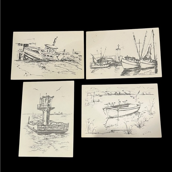 Little Gallery | Other | Vtg Chris Ely Artist Signedlot Of 4 Sketched ...